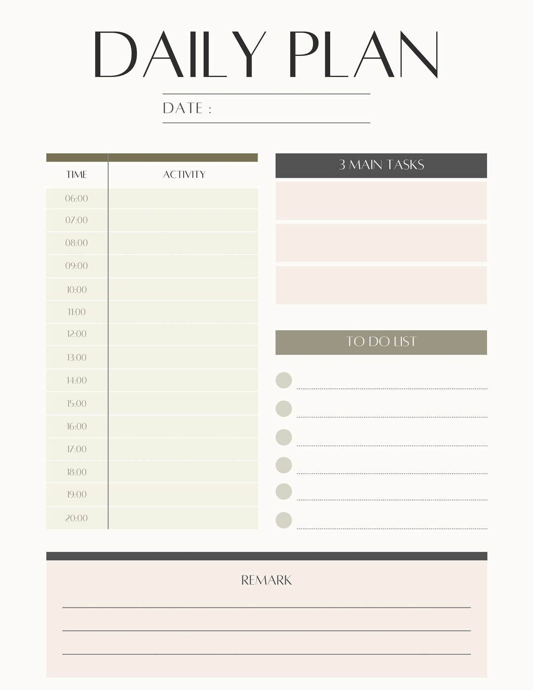 Simple Daily Planner - Etsy