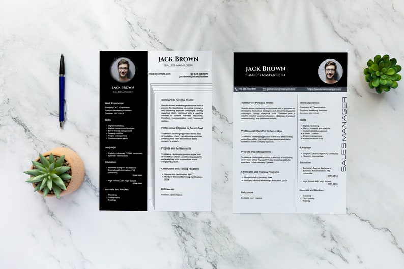 Minimal Resume Template CV Template Canva 4 Page CV 1 - Etsy