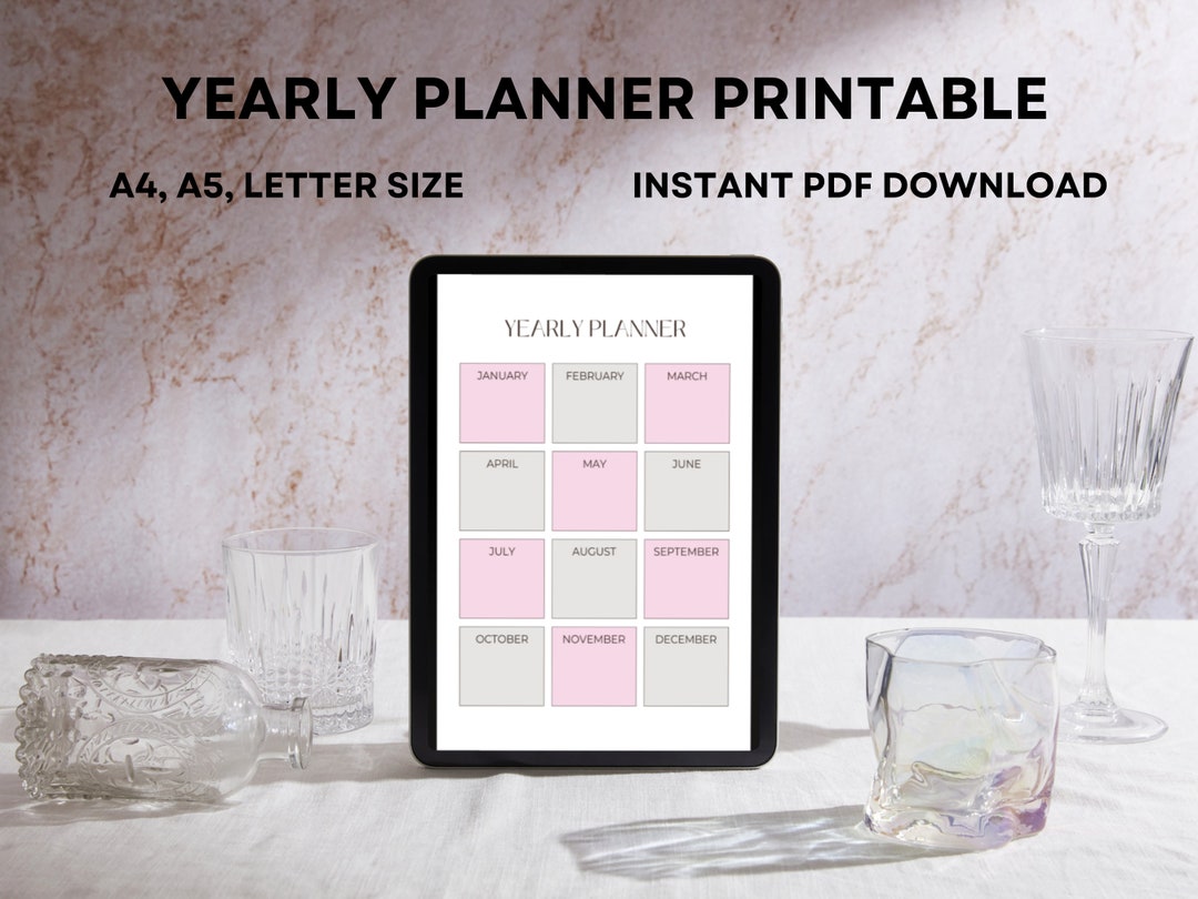 2023 Yearly Planner Printable PDF Download Template, Hourly Work ...
