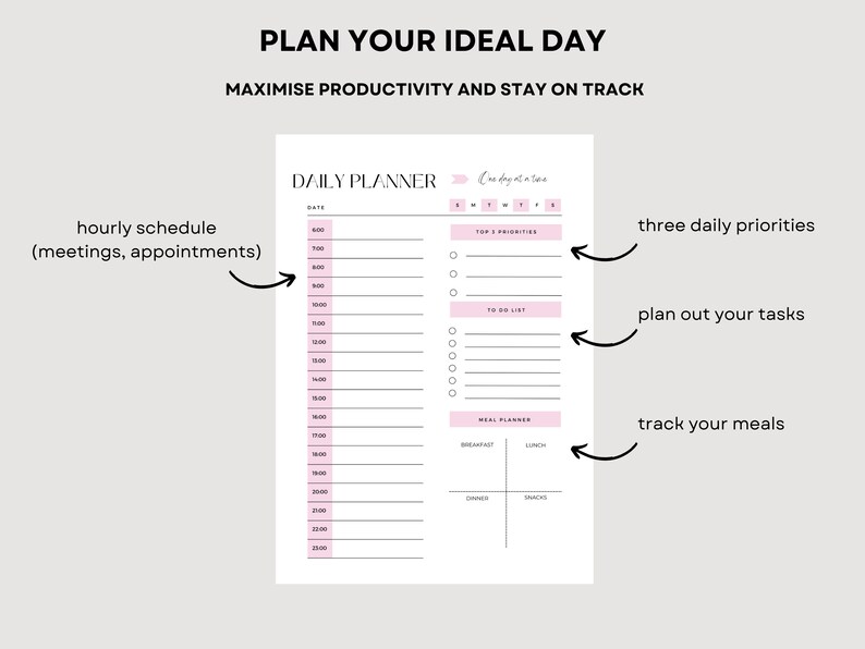2023 Daily Planner Printable PDF Download Template, Hourly Work Day ...