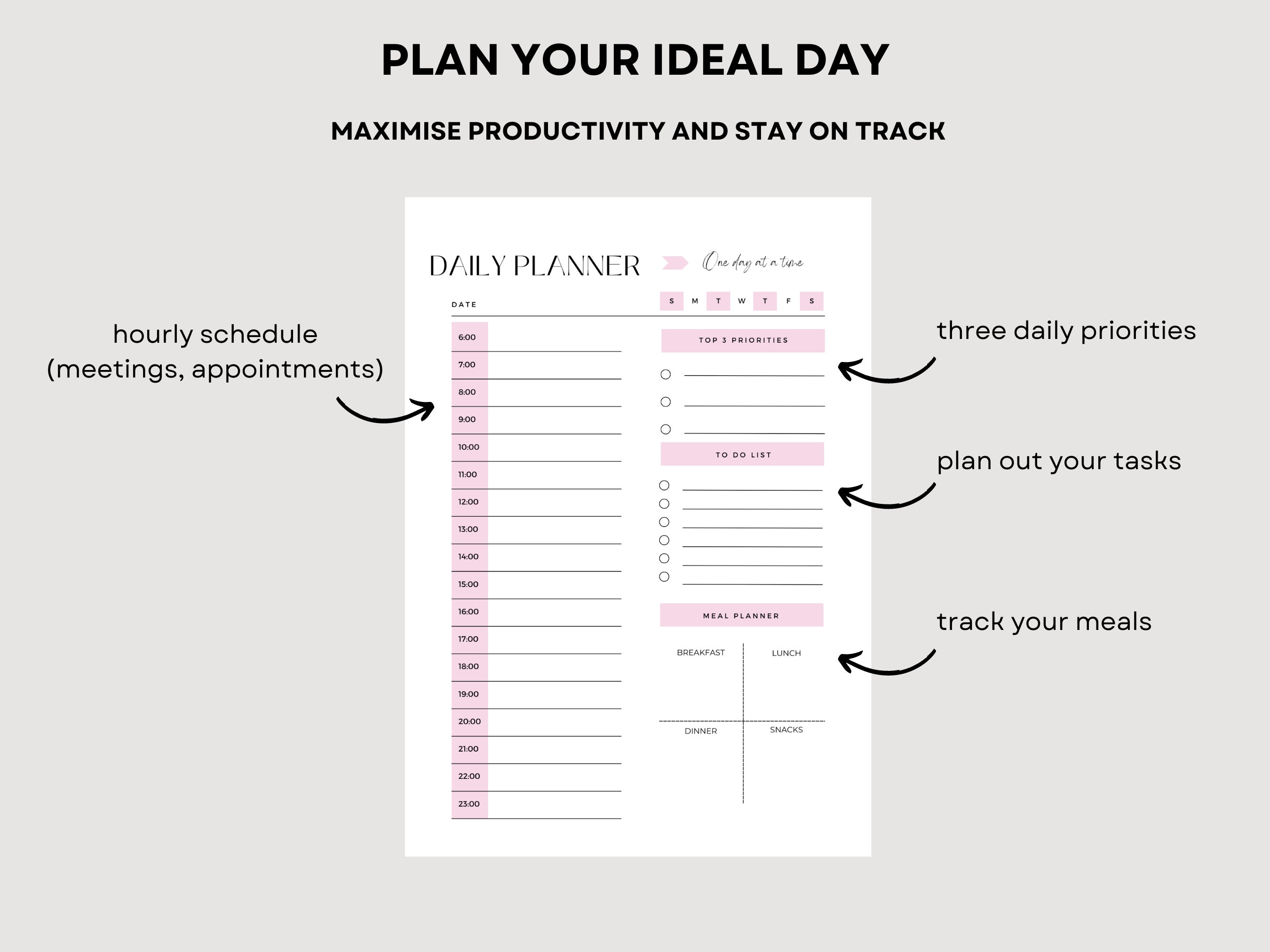 2023 Daily Planner Printable PDF Download Template, Hourly Work Day ...