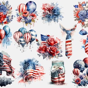 4th of July Splash Clipart Bundle, Patriotic Graphics, 4th of July ...