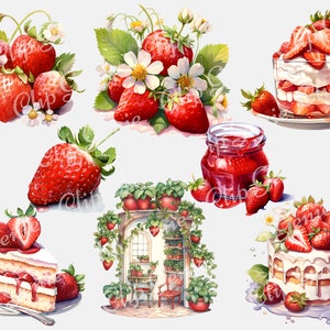 Strawberry Clipart, Watercolor Strawberry PNG, Strawberry Desserts ...