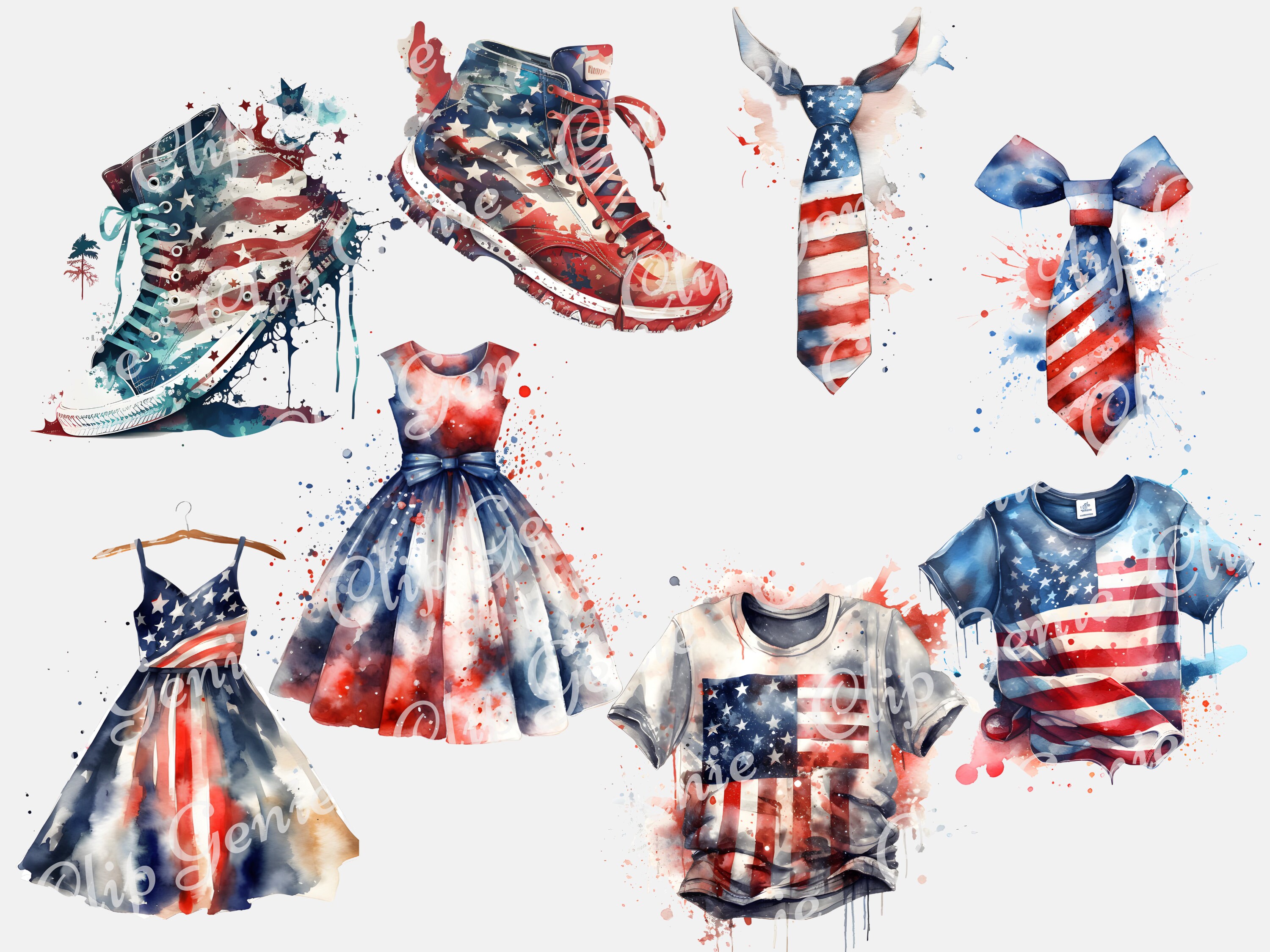 4th of July Splash Clipart Bundle Patriotic Graphics 4th of - Etsy