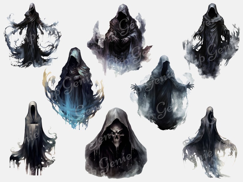 Creepy Phantom Clipart, Ghost PNG, Scary Spirit Clipart, Wraith PNG ...