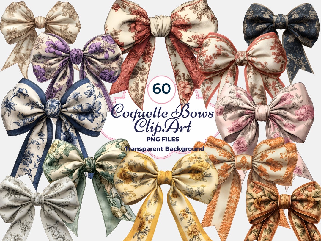 Victorian Bow Clipart, Coquette Bows PNG, Fancy Bows, Sublimation ...