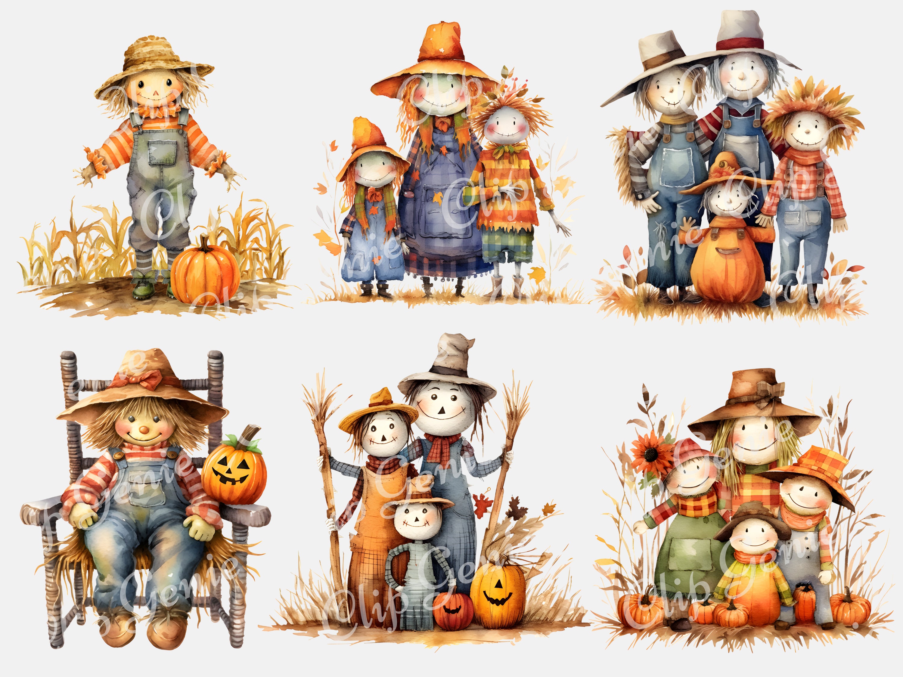 Scarecrow Fall Clipart Autumn Scarecrow PNG Fall Decor PNG - Etsy