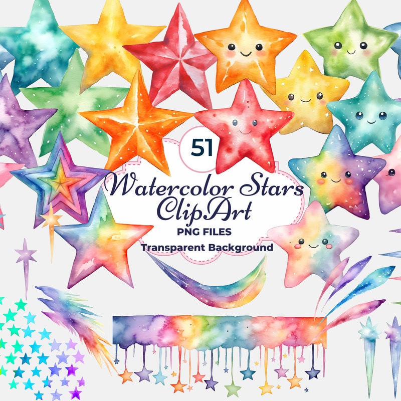 Stars Clipart - Etsy