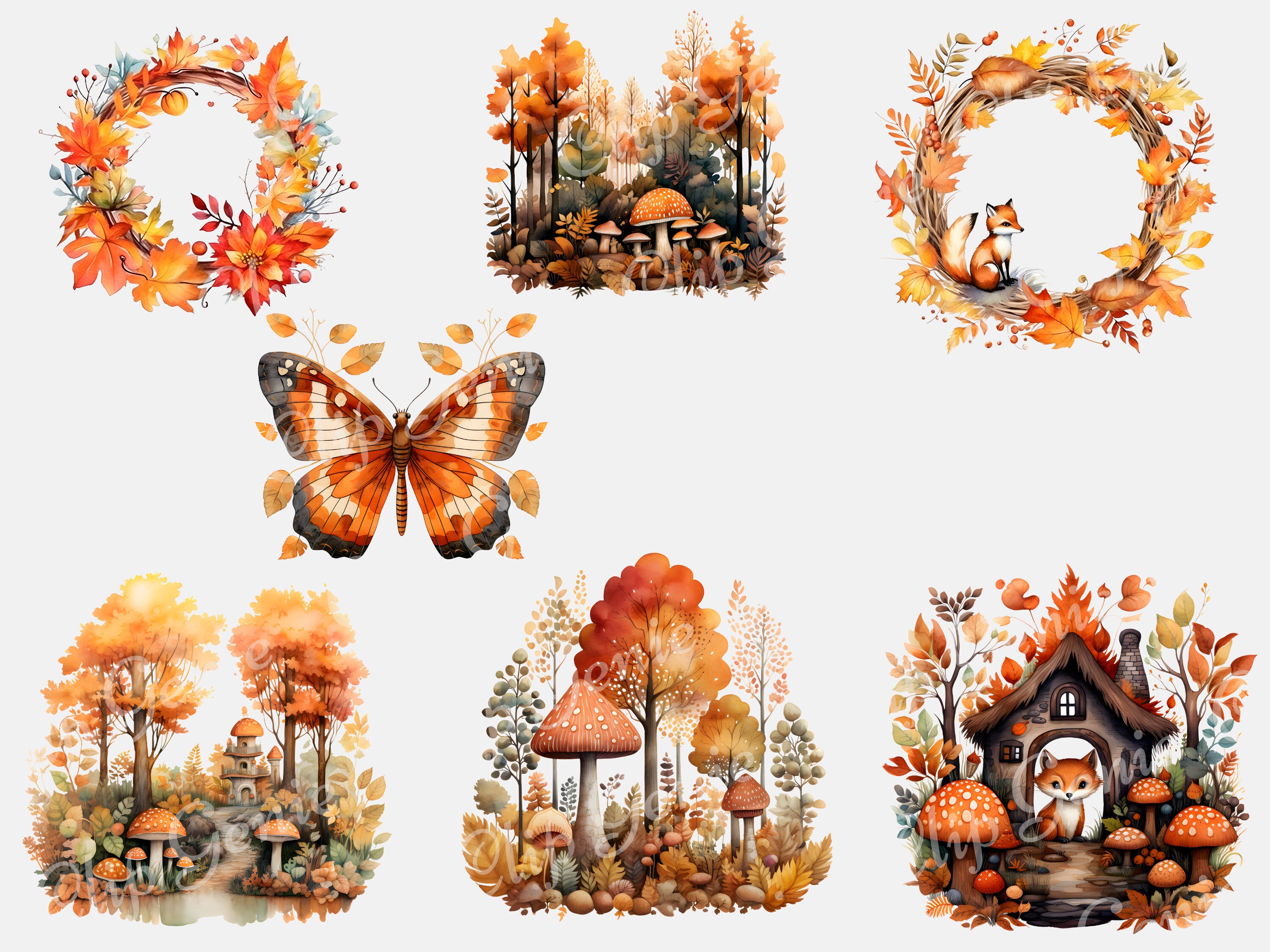 Cute Fall Children's Animals Clipart, Fall Animals PNG, Nursery Animals ...
