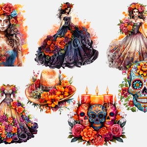 Day of the Dead Clipart, Day of the Dead PNG, Día De Los Muertos, Sugar ...