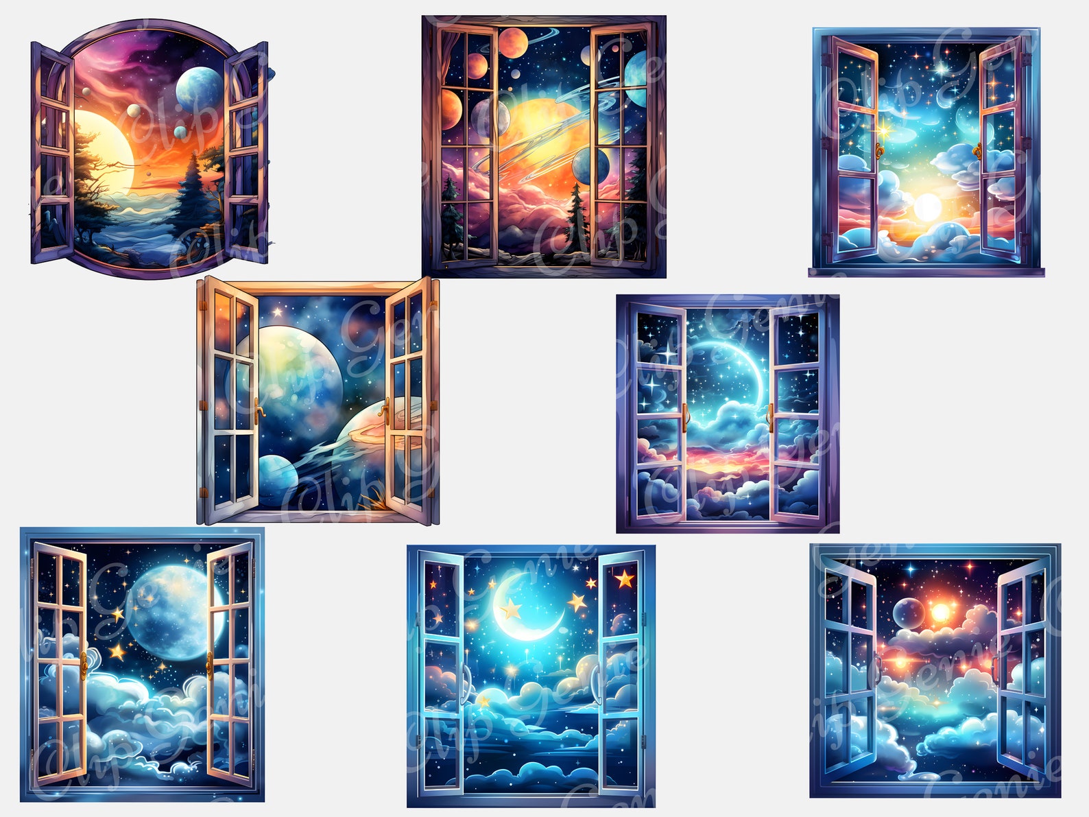 Galaxy Window Clipart Fantasy Window PNG Space Window - Etsy