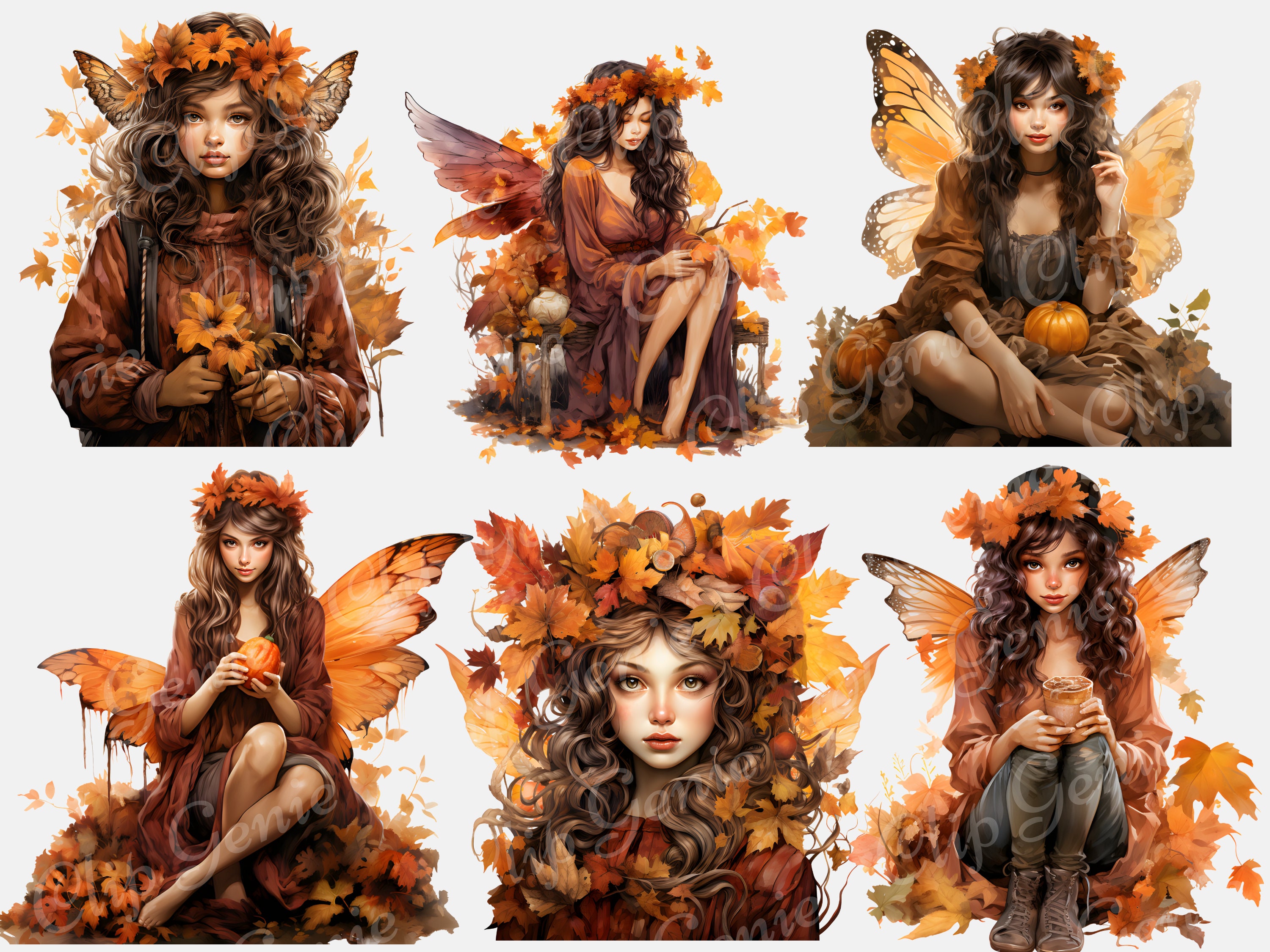 Cozy Fall Fairies Clipart Autumn Fairies PNG Whimsical - Etsy