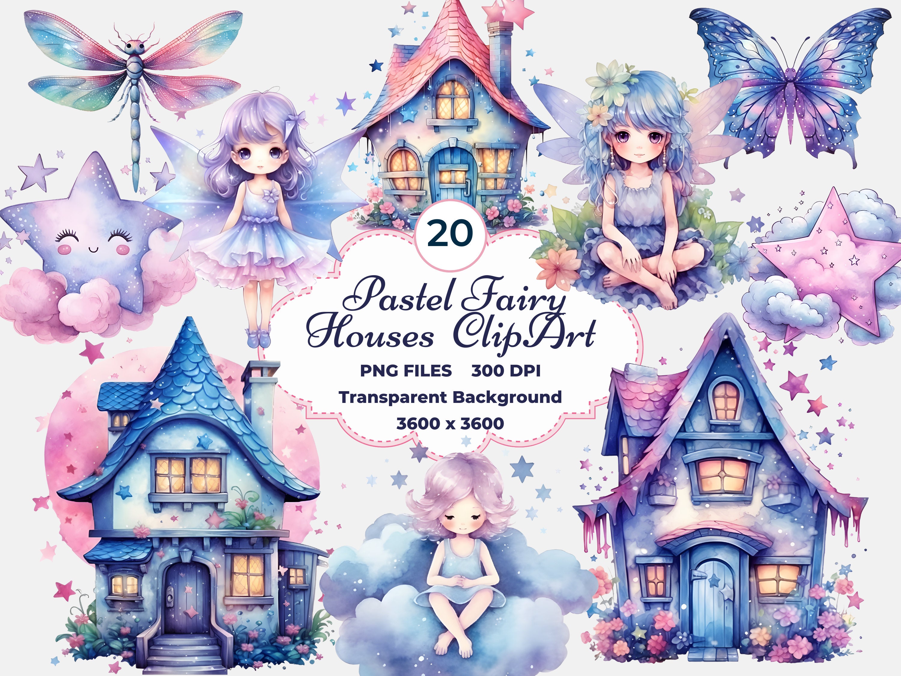 Pastel Fairy Houses Clipart Cute Fairy House PNG Kids Fairy - Etsy