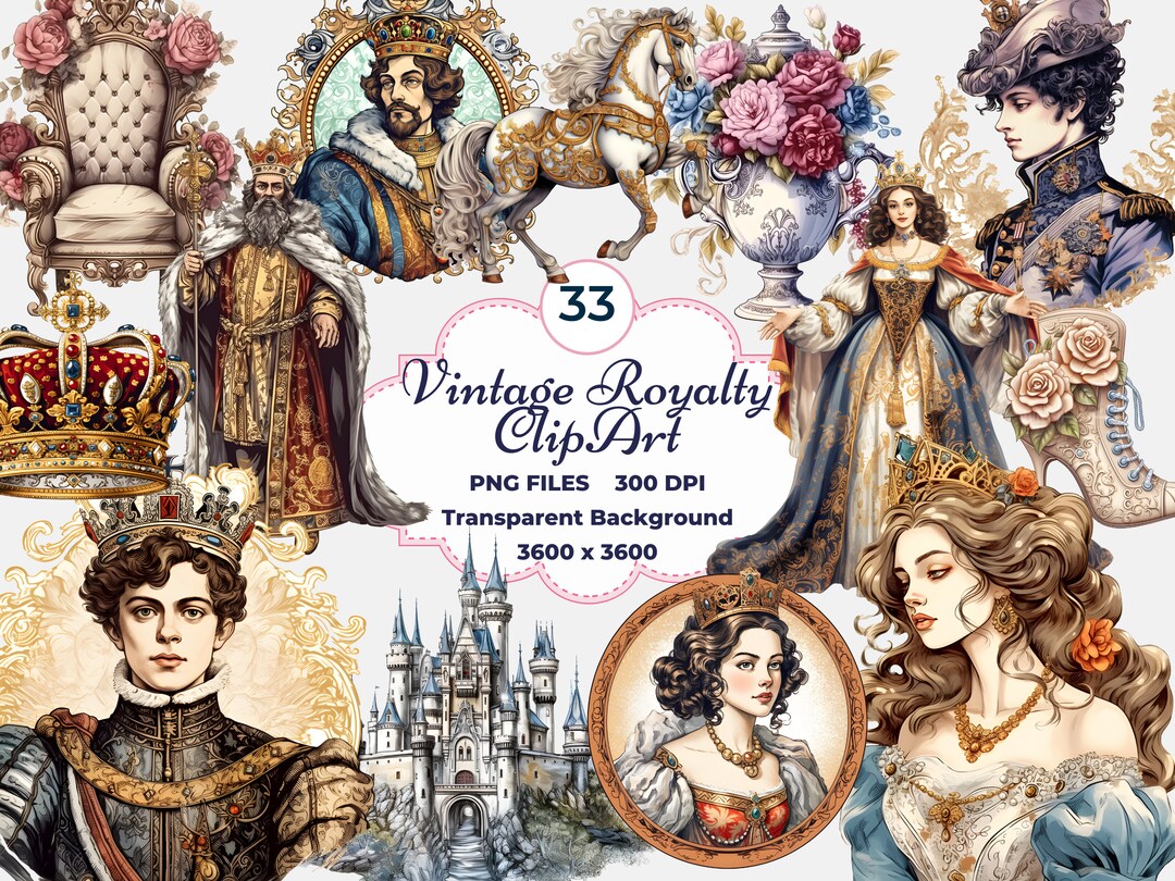 Vintage Royalty Clipart, Medieval Royal Family PNG, Princess, Prince ...