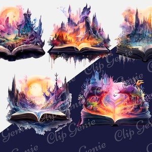 Colorful Fantasy Books Clipart, Open Fantasy Books PNG, Magical Books ...