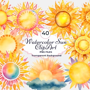 Watercolor Sun Clipart, Cute Sun PNG, Nursery Decor, Baby Shower ...