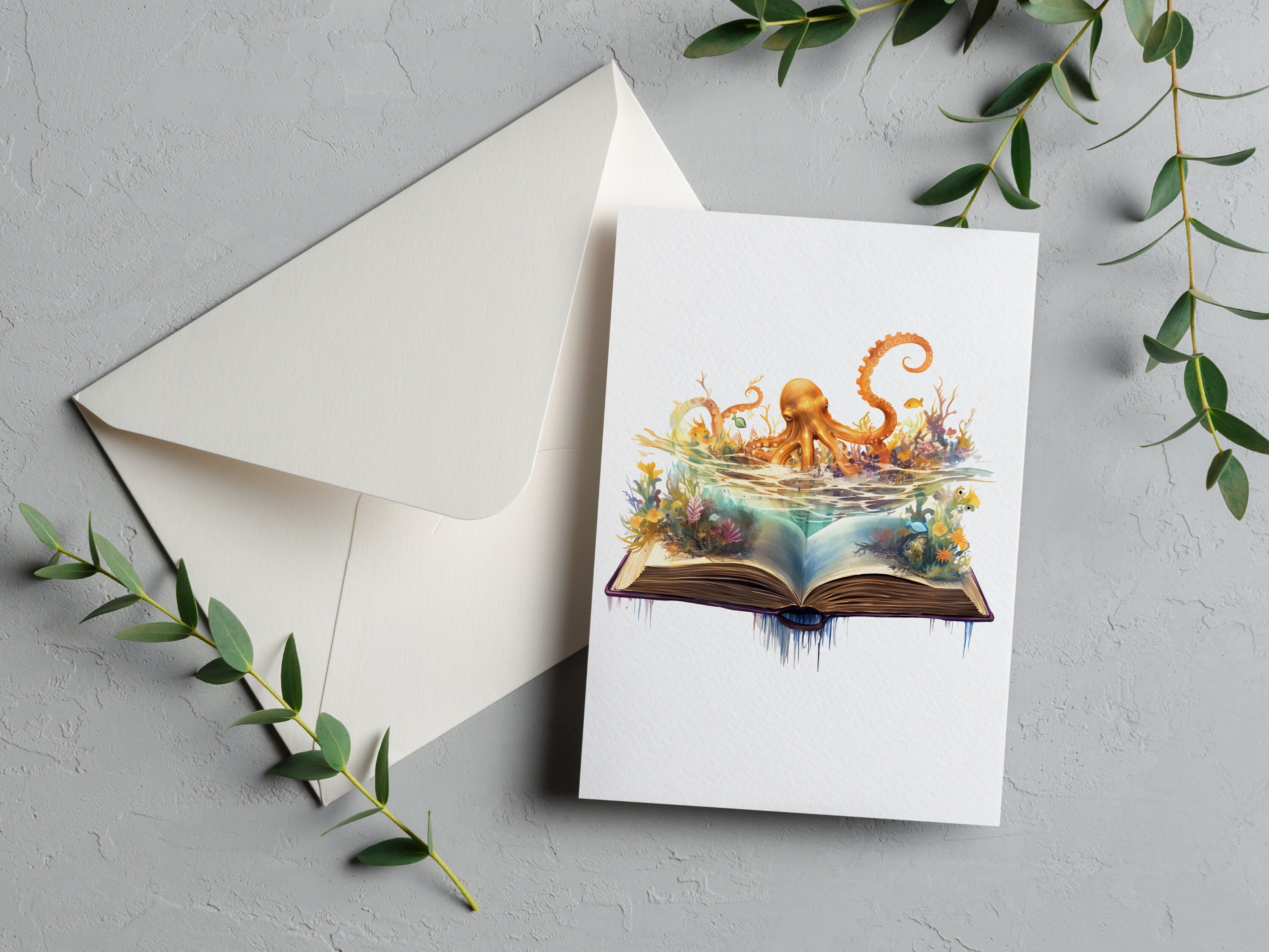 Watercolor Ocean Open Book Clipart Sea Open Book PNG Magical - Etsy