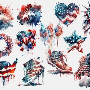 4th of July Splash Clipart Bundle, Patriotic Graphics, 4th of July ...