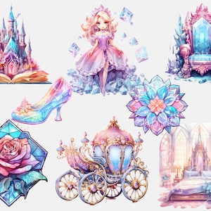 Crystal Princess Clipart, Watercolor Princess PNG, Fairytale Princess ...