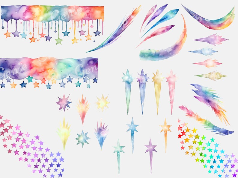 Star Clipart, Star PNG, Rainbow Stars, Pastel Stars, Children's Clipart ...