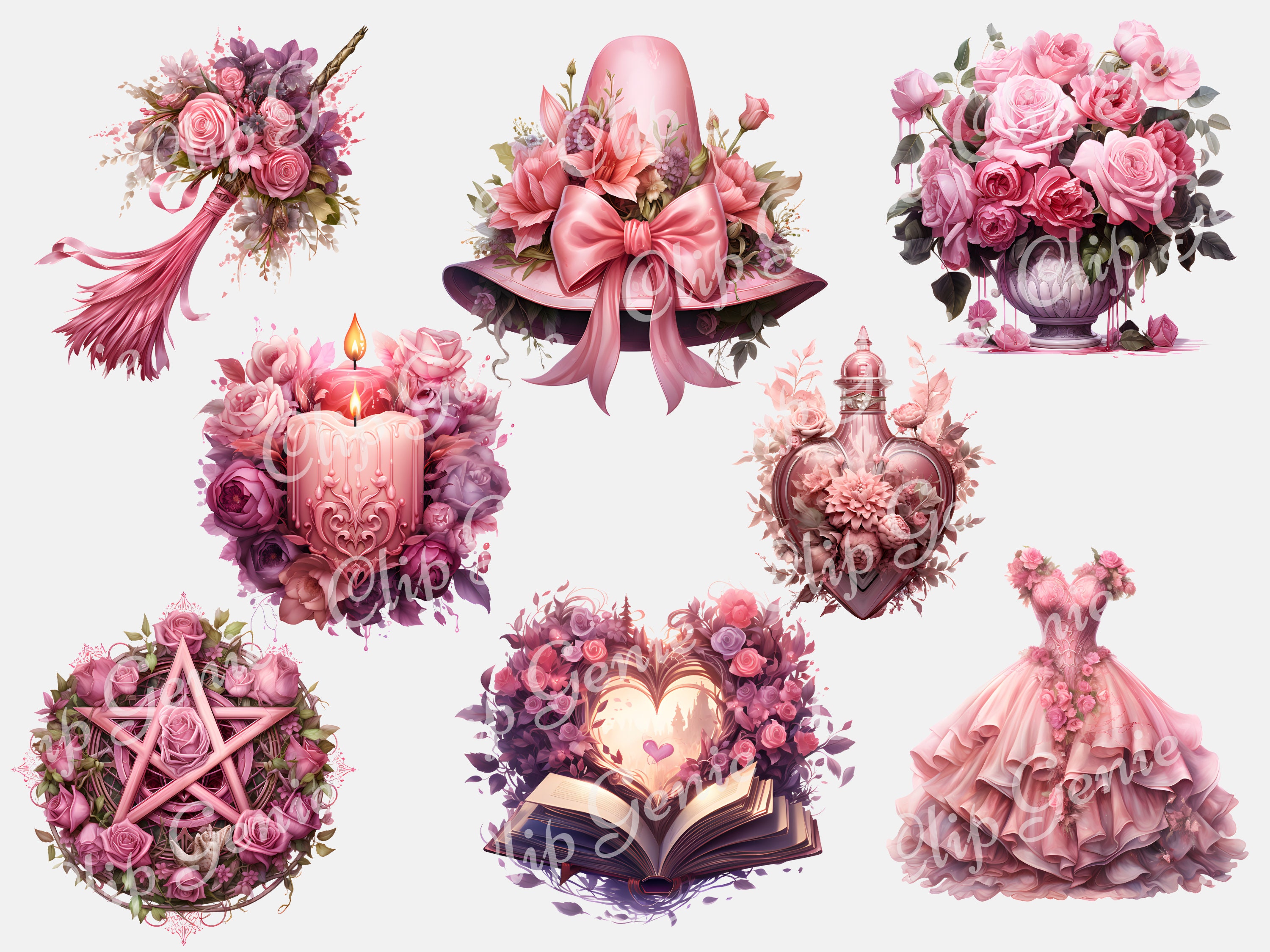 Pink Love Witch Clipart, Love Core Witch PNG, Pink Witch, Heart Witch ...