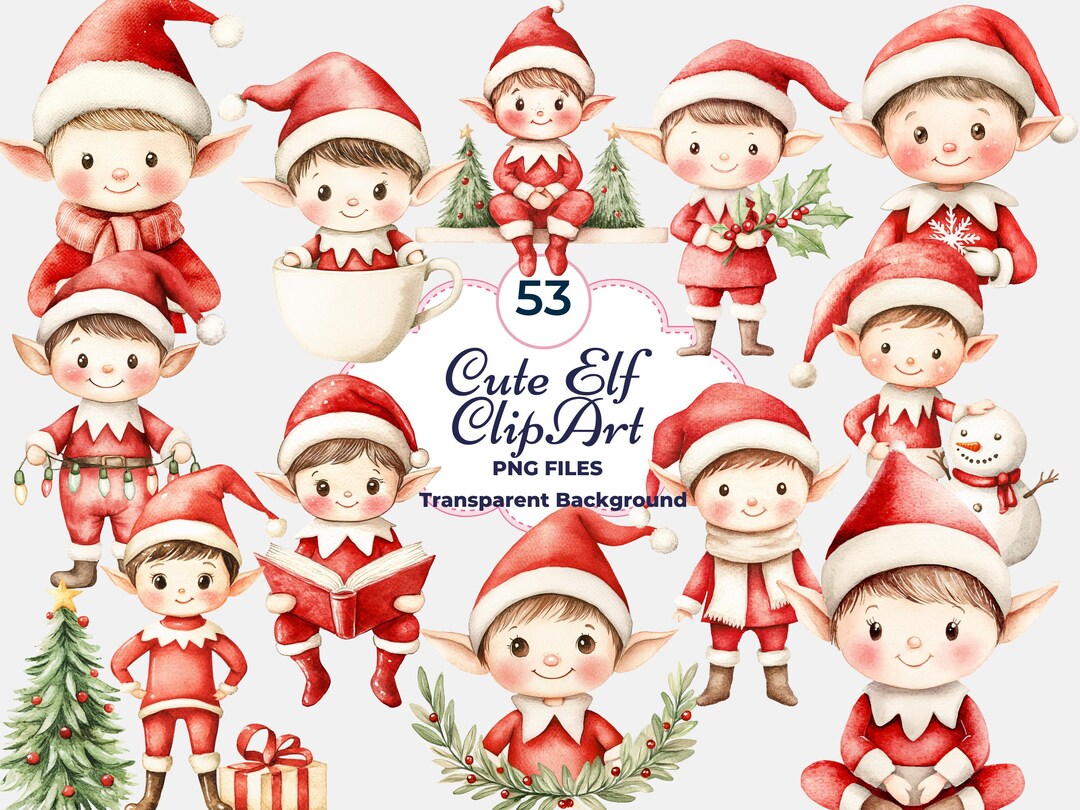Cute Elf Clipart, Girl Elf PNG, Christmas Elf PNG, Kids Elf Clipart ...