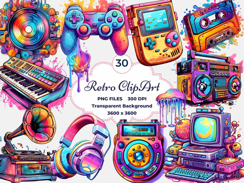 Retro Clipart Nostalgia PNG Cassette Clipart Boombox PNG - Etsy