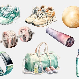 Watercolor Workout Clipart, Gym Fitness PNG (digital Download) - Etsy
