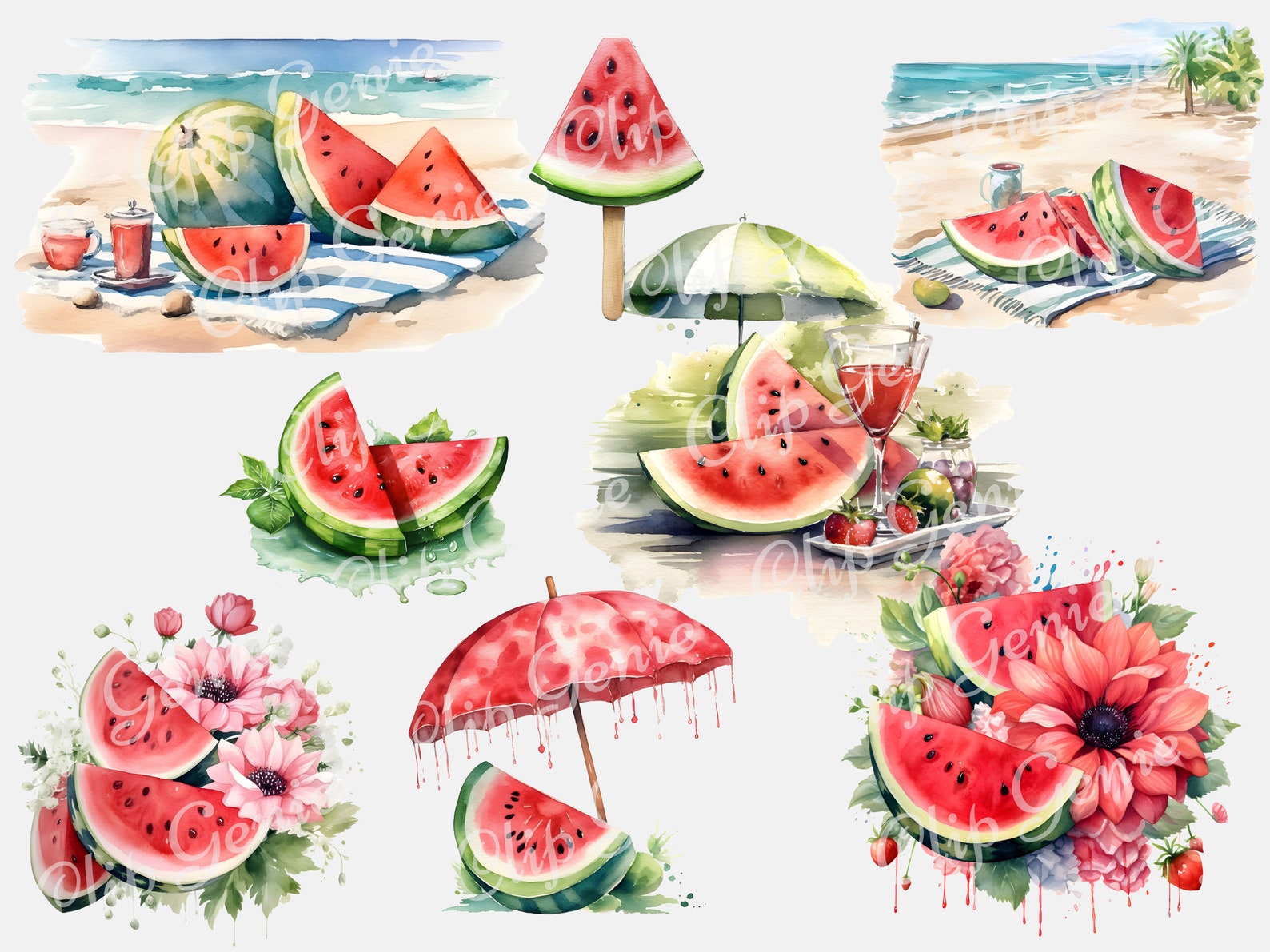 Watermelon Clipart Watercolor Watermelon PNG Summer Fruit - Etsy