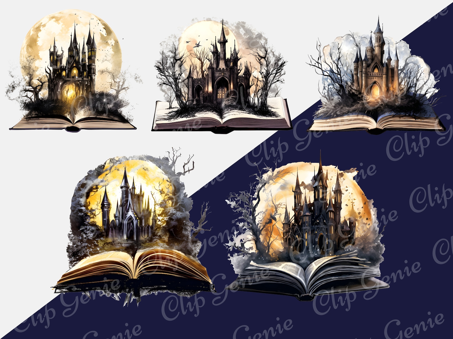 Dark Castle Fantasy Books Clipart, Fantasy Books PNG, Open Book PNG ...