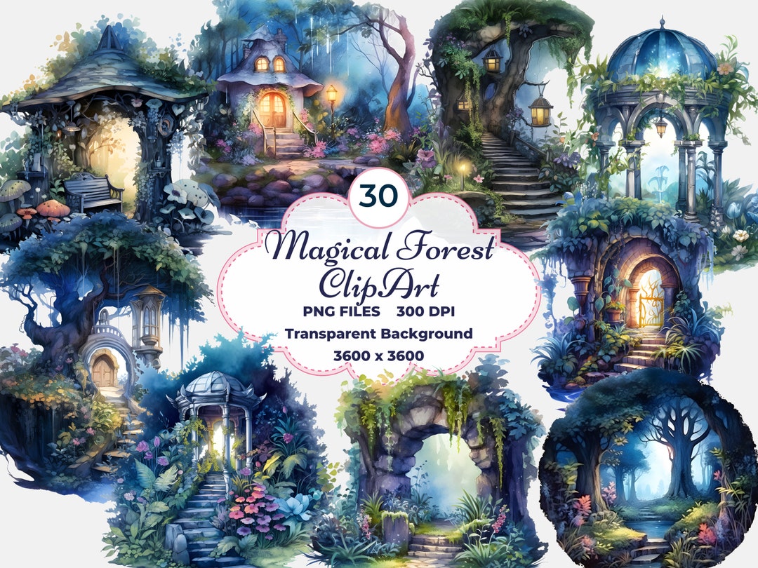 Magical Forest Clipart, Dark Whimsical Forest PNG, Fantasy Forest ...