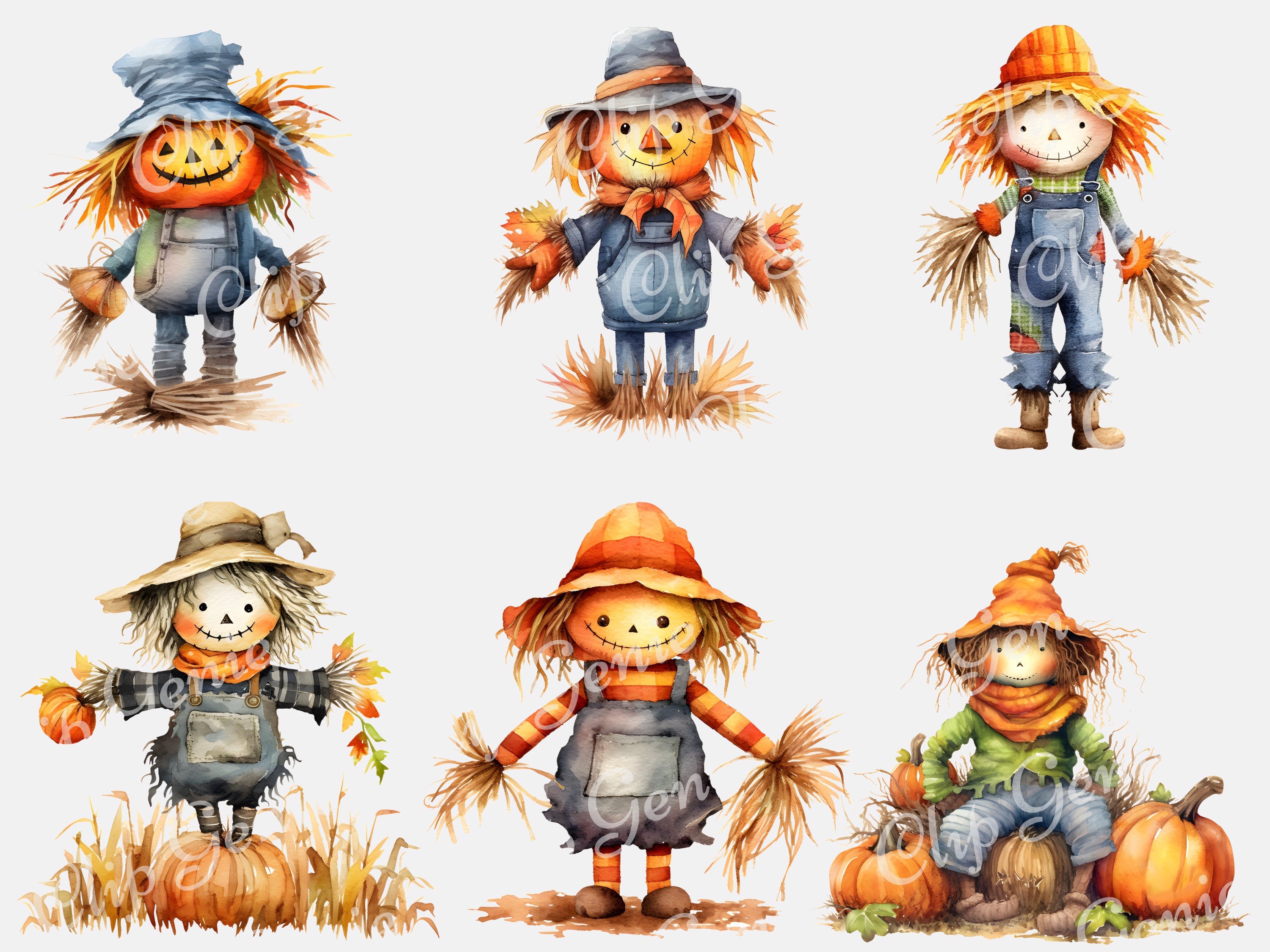Scarecrow Fall Clipart Autumn Scarecrow PNG Fall Decor PNG - Etsy