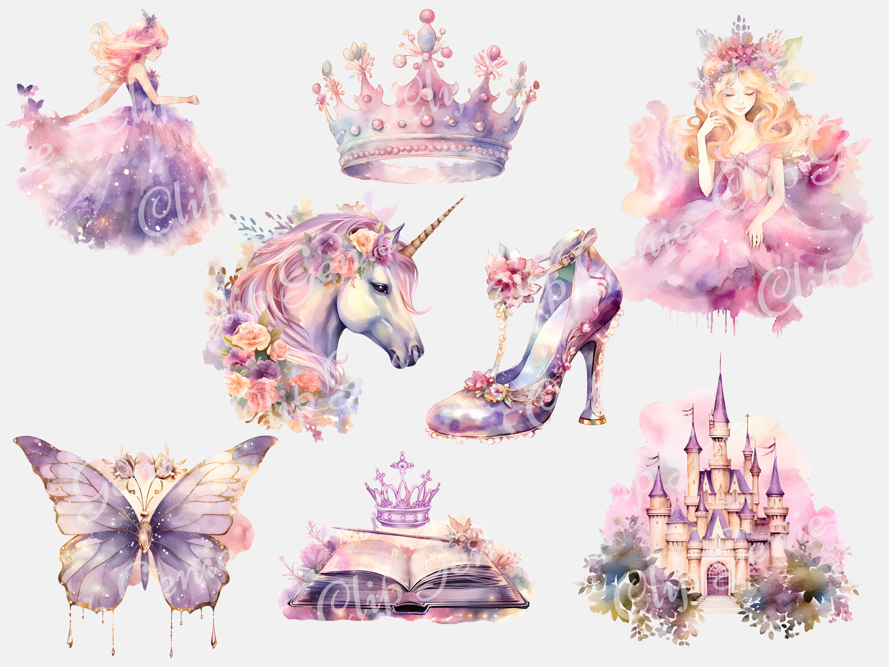 Magical Princess Clipart Fairytale Princess Pretty Princess - Etsy
