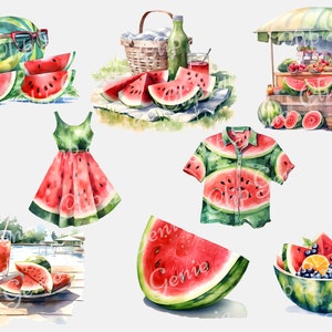 Watermelon Clipart, Watercolor Watermelon PNG, Summer Fruit Clipart ...