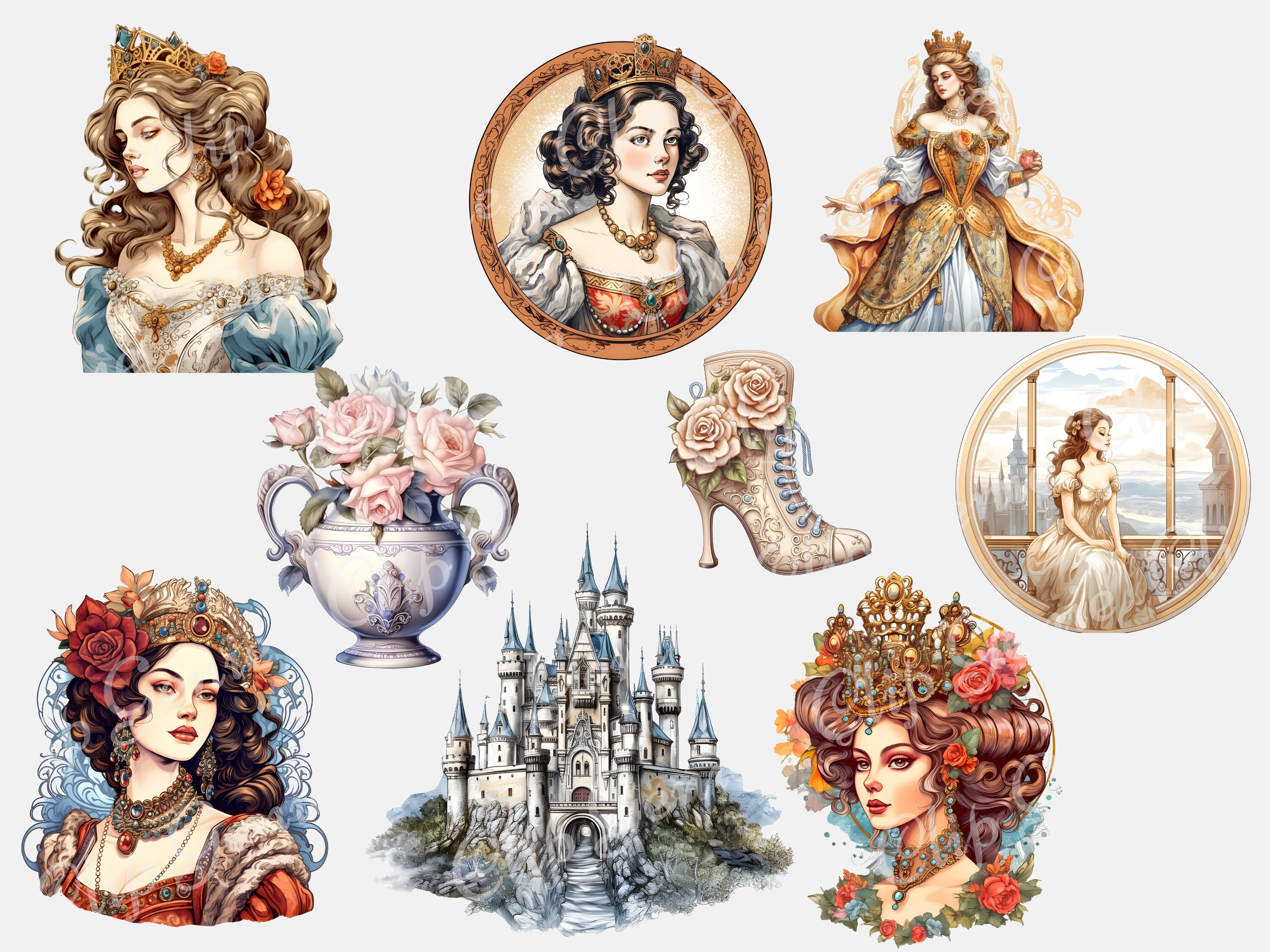 Vintage Royalty Clipart, Medieval Royal Family PNG, Princess, Prince ...
