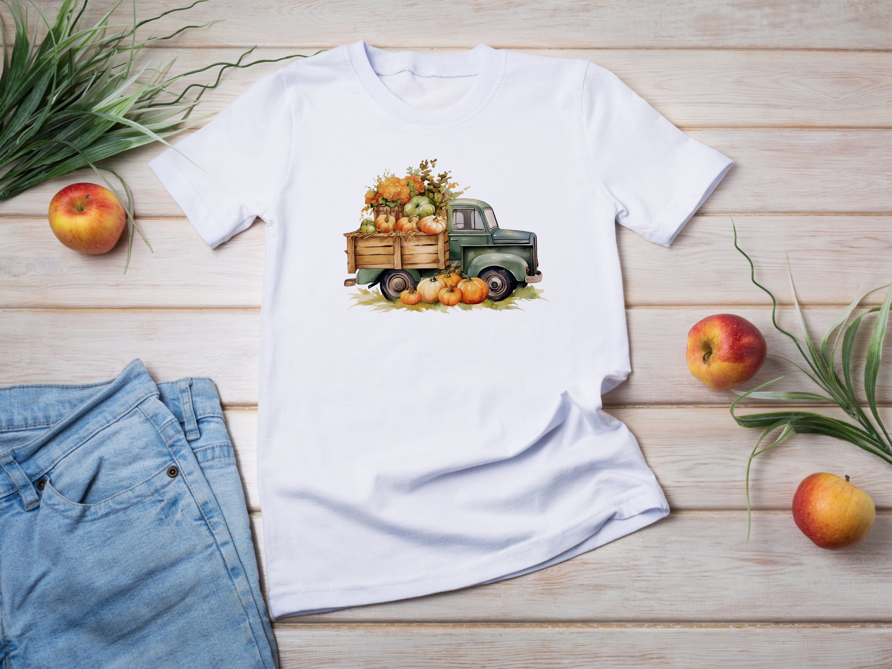 Watercolor Pumpkin Farm Clipart Fall Farm PNG Autumn Farm - Etsy