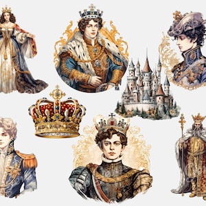 Vintage Royalty Clipart, Medieval Royal Family PNG, Princess, Prince ...