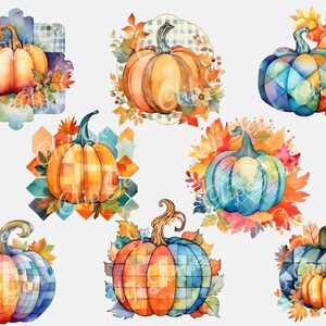 Whimsical Pumpkin Clipart, Colorful Pumpkin PNG, Patchwork Fall ...