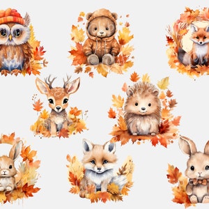 Cute Fall Children's Animals Clipart, Fall Animals PNG, Nursery Animals ...
