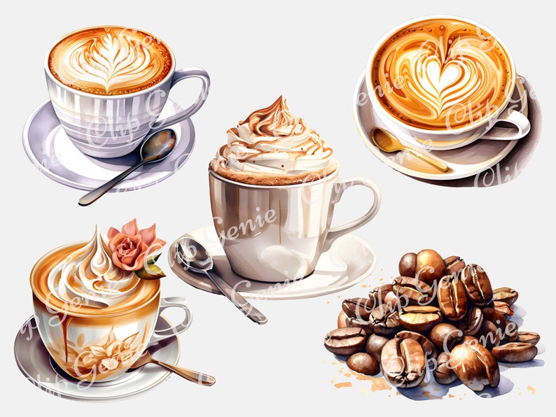 Coffee Clipart Watercolor Coffee Clipart Coffee Mug PNG - Etsy