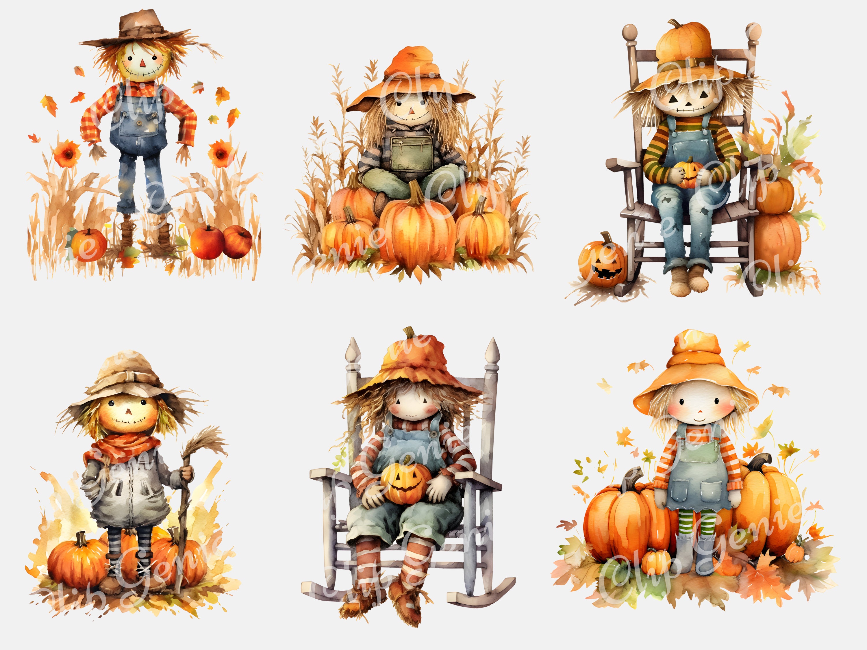 Scarecrow Fall Clipart Autumn Scarecrow PNG Fall Decor PNG - Etsy