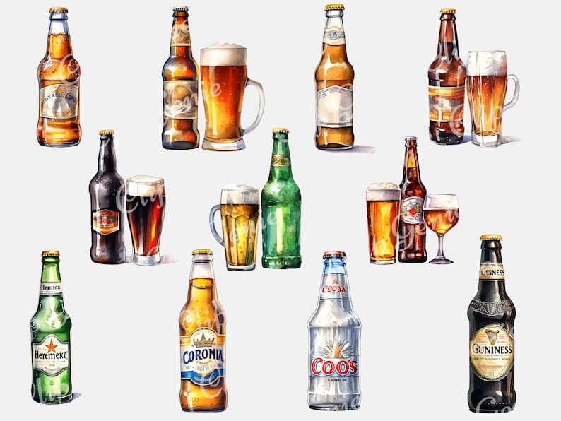 Watercolor Beer Clipart Beer Bottle PNG Beer Cooler Clipart - Etsy