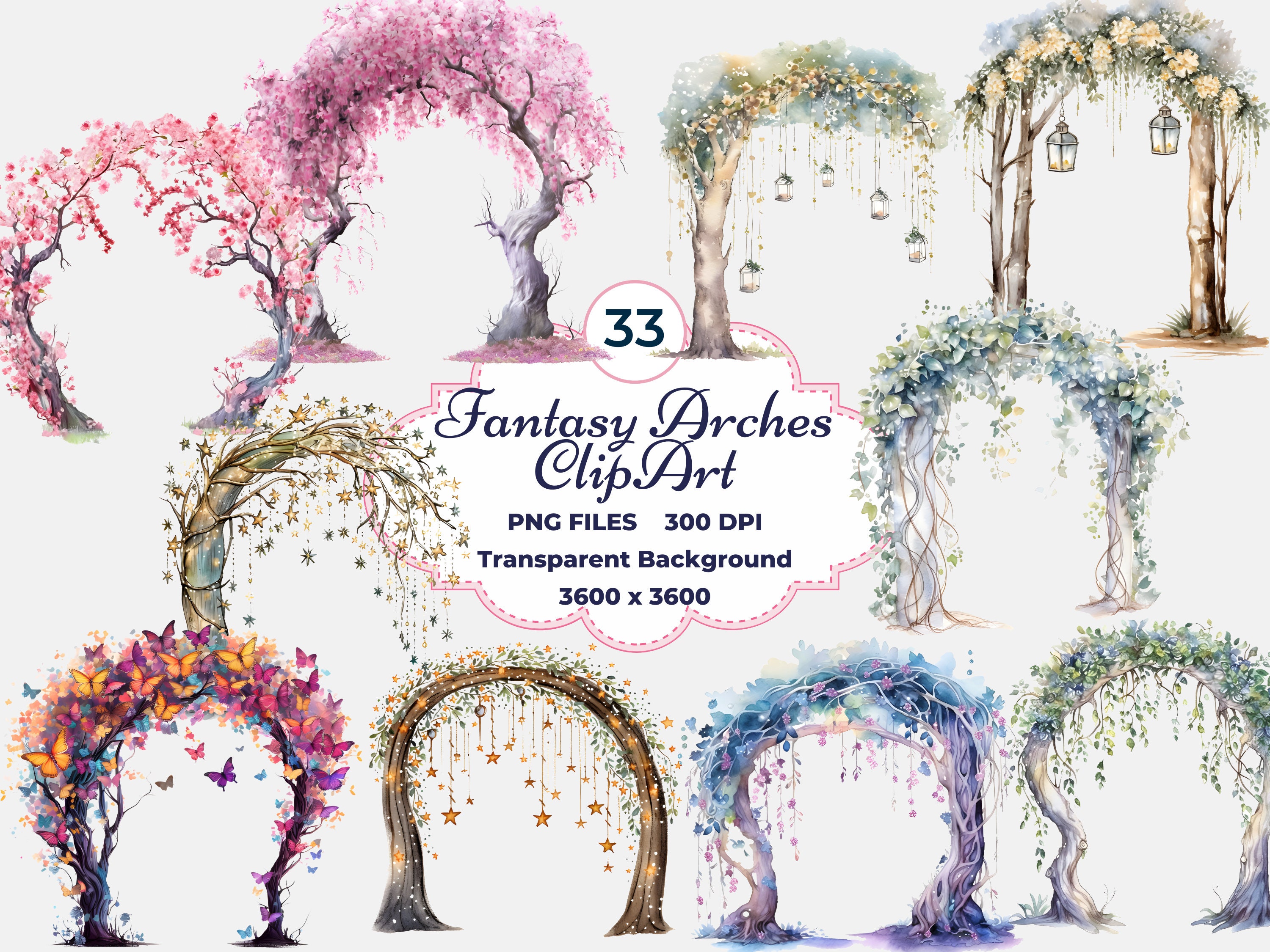 Fantasy Arches Clipart, Whimsical Archway PNG, Fairytale Arch ...