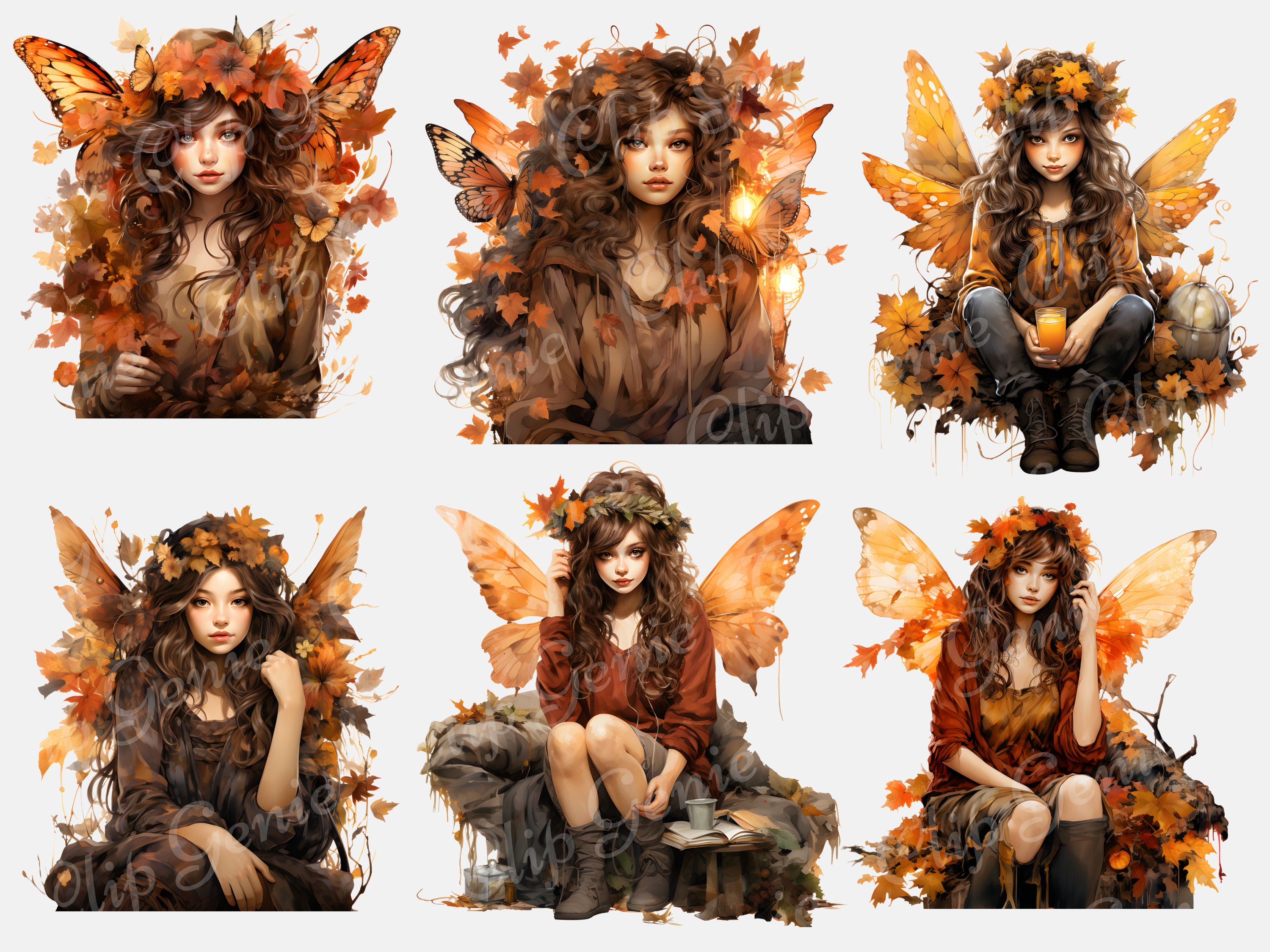 Cozy Fall Fairies Clipart Autumn Fairies PNG Whimsical - Etsy