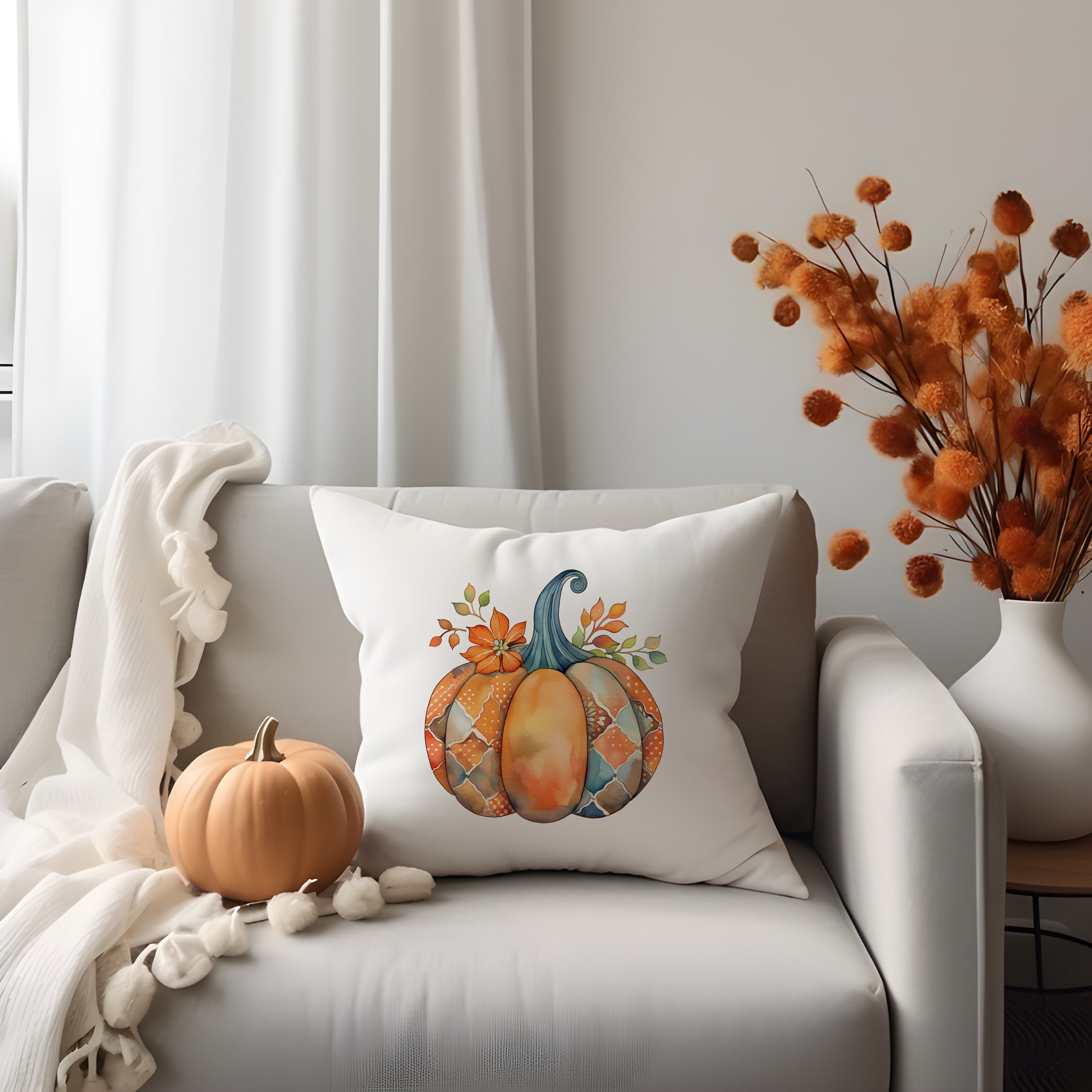 Whimsical Pumpkin Clipart Colorful Pumpkin PNG Patchwork - Etsy