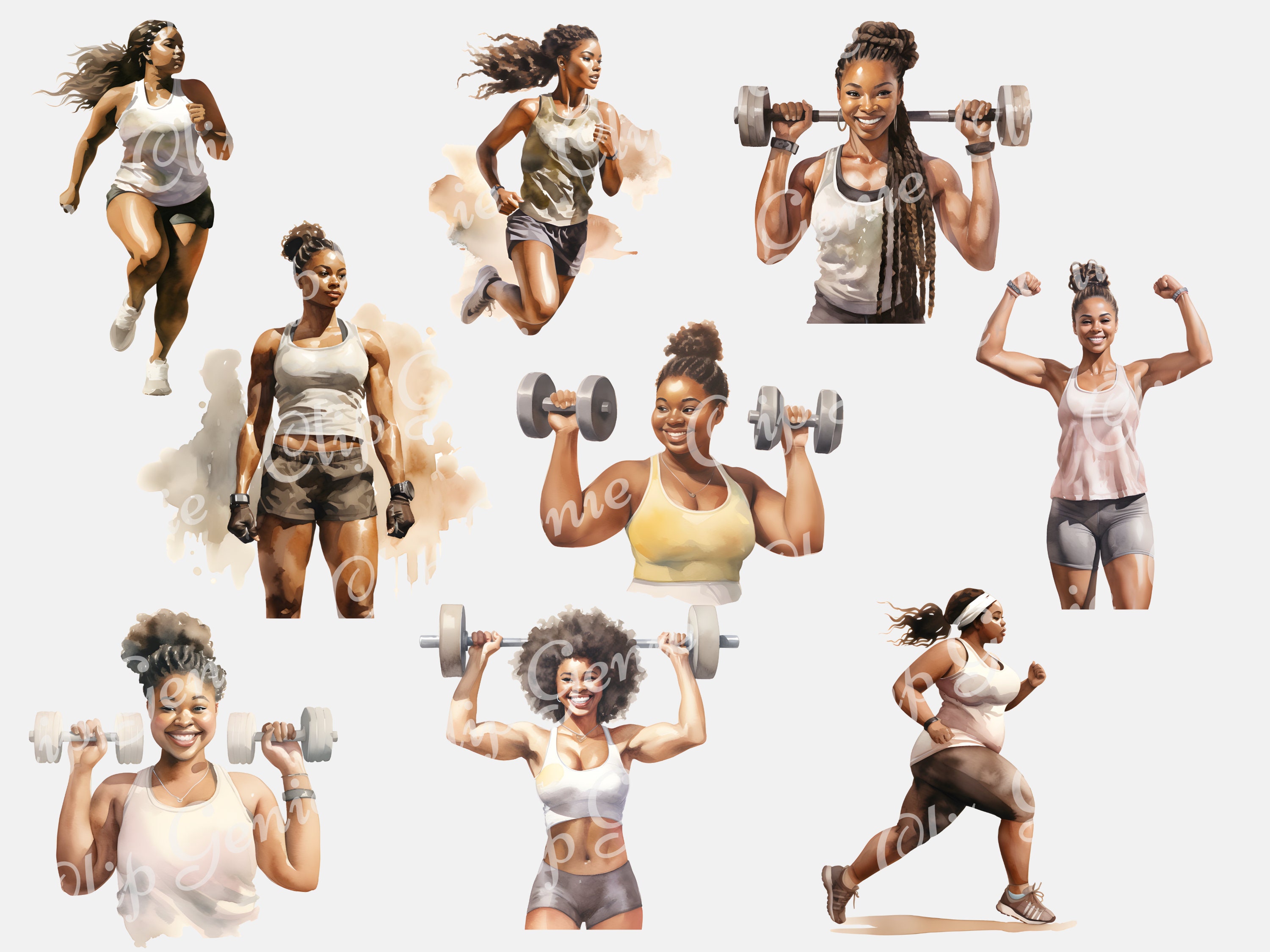 Workout Women Clipart, Workout PNG, Watercolor Fitness PNG, Gym ...