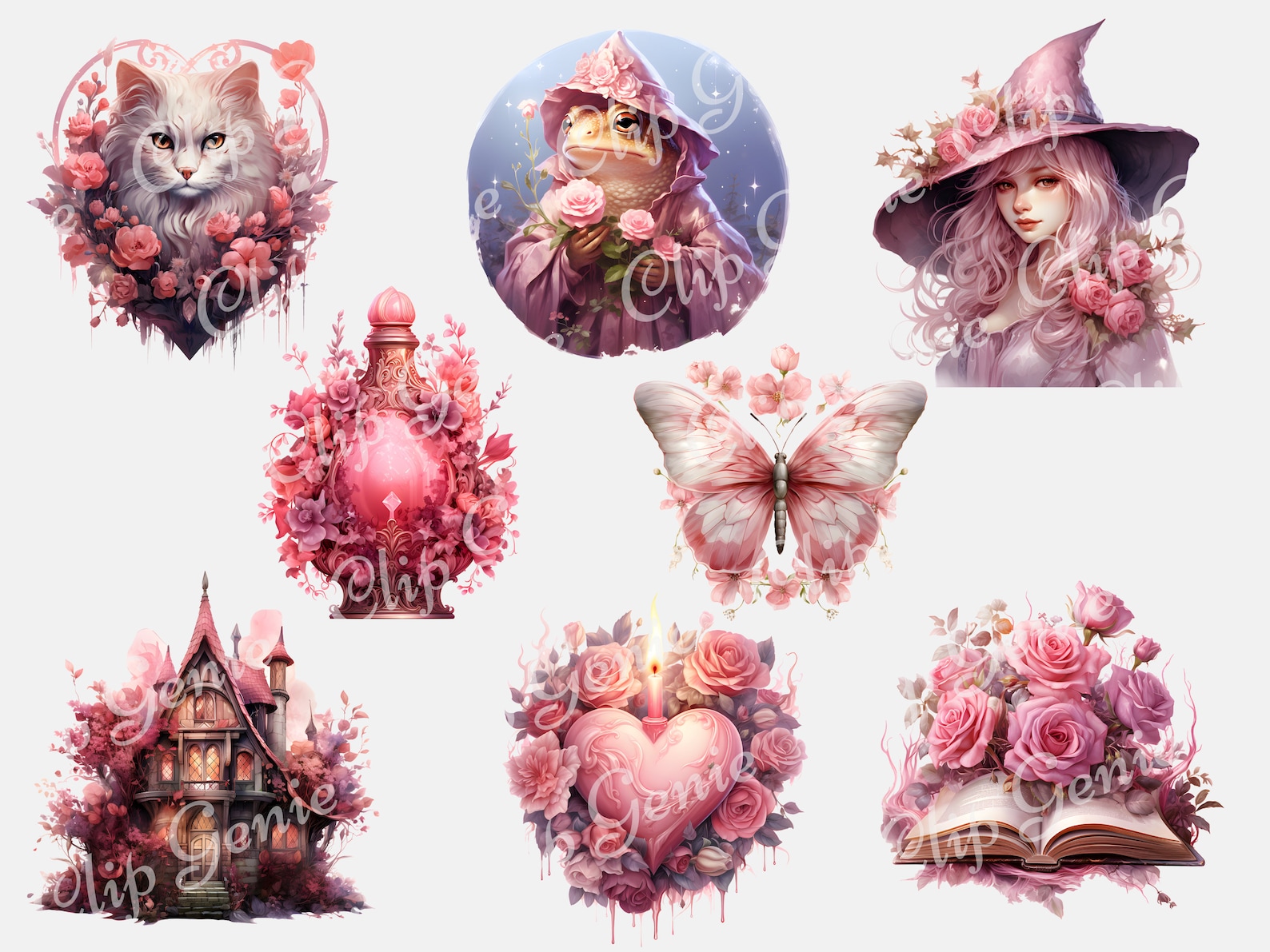 Pink Love Witch Clipart, Love Core Witch PNG, Pink Witch, Heart Witch ...