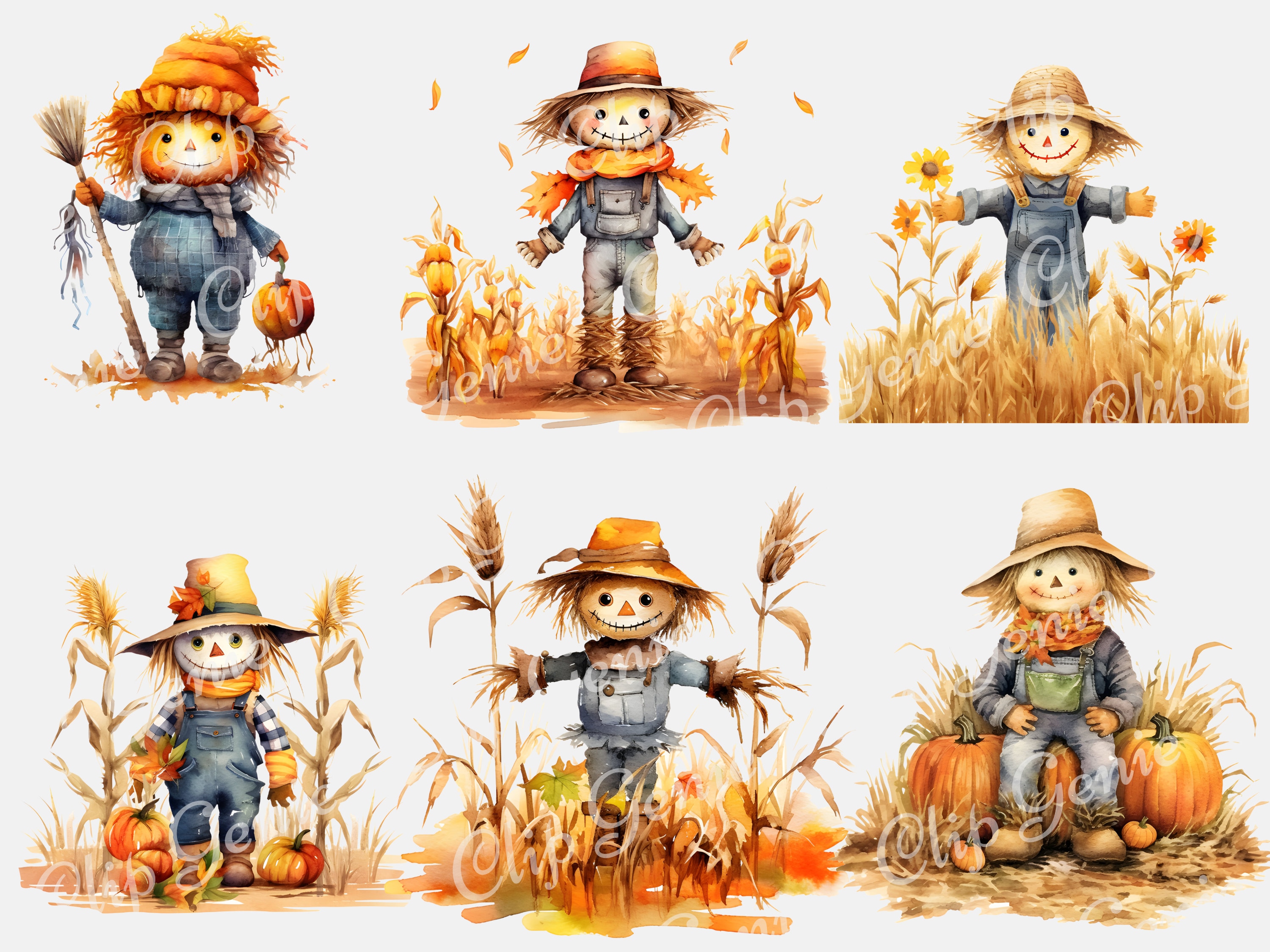 Scarecrow Fall Clipart Autumn Scarecrow PNG Fall Decor PNG - Etsy