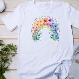 Watercolor Rainbow Clipart, Cute Rainbow PNG, Floral Rainbows, Children ...