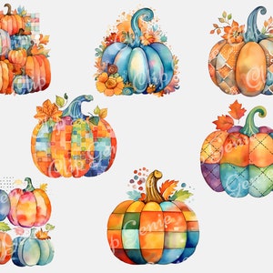 Whimsical Pumpkin Clipart, Colorful Pumpkin PNG, Patchwork Fall ...